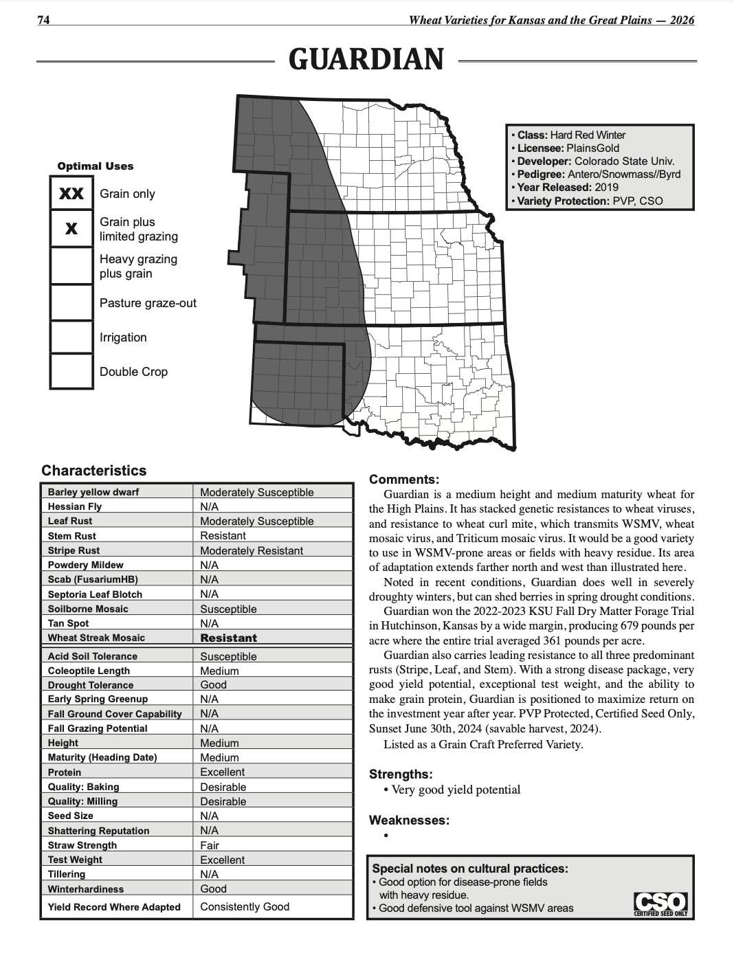 2026 Wheat Varieties Book Correction: Guardian